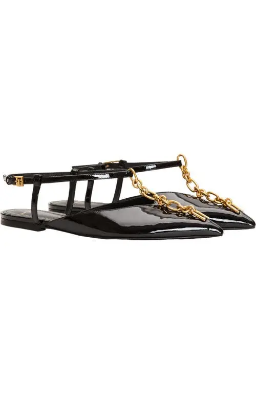 Balmain Sync Chain Sandals In Patent Leather - Black