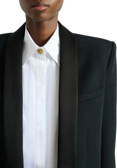 Balmain Cropped Grain De Poudre Jacket