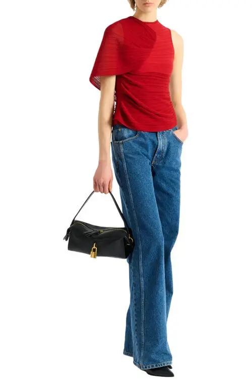 Balmain Sleeveless Asymmetrical Viscose Top - Red