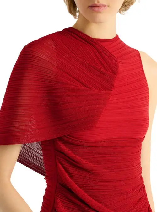Balmain Sleeveless Asymmetrical Viscose Top - Red