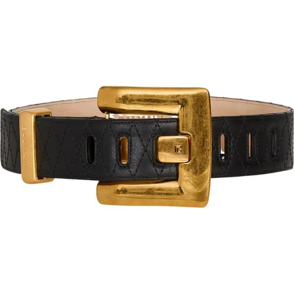 Balmain Anthem Smooth Leather Belt - Black