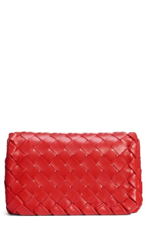 Bottega Veneta Mini Intrecciato Leather Crossbody Flap Bag - Bright Red