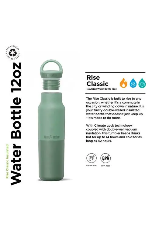 KLEAN KANTEEN 12oz Rise Classic Insulated Water Bottle With Arch Loop Cap