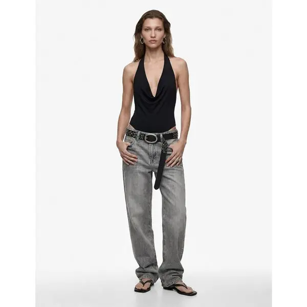 Koton Halter Neck Drape Bodysuit - Black