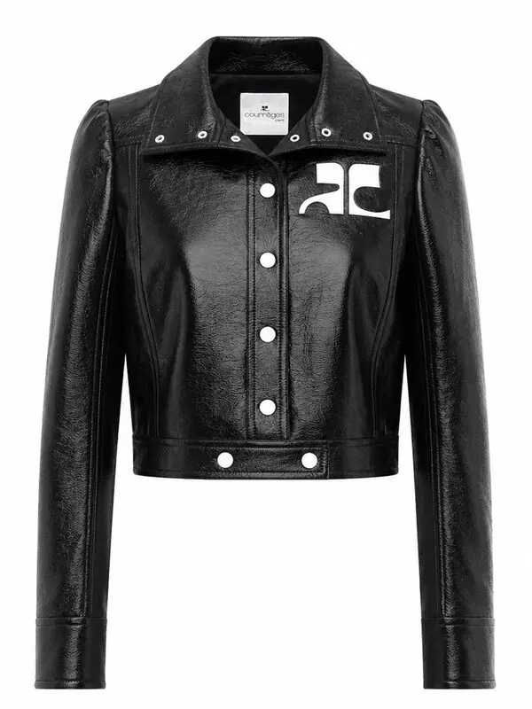 COURREGES Giacca Crop Con Logo - Black