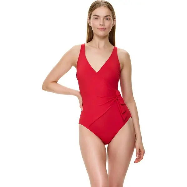 GOTTEX Modern Muse Surplice One-piece Swimsuit - Red