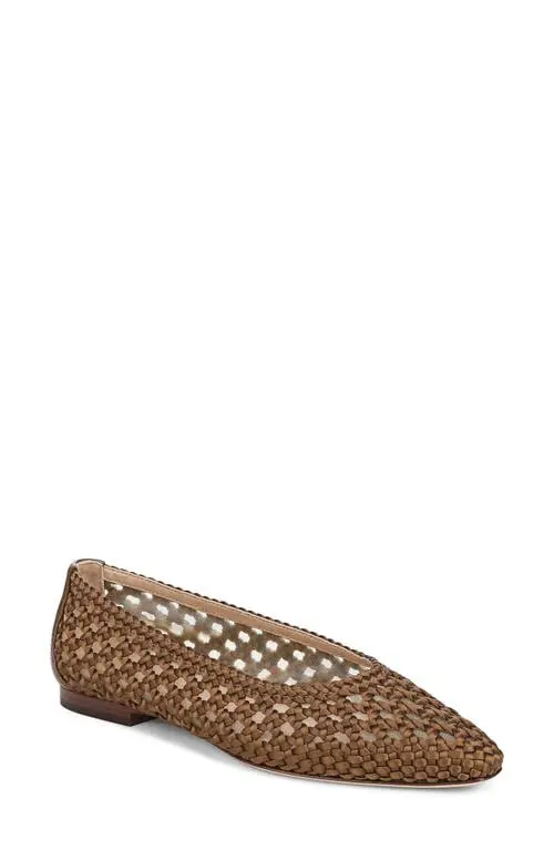 Veronica Beard Cienna Skimmer Flat - Chestnut Suede