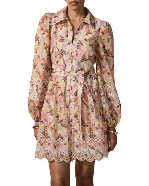 Mint Velvet Floral Print Long Sleeve Mini Dress