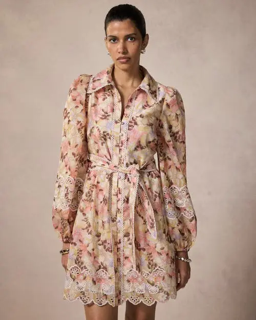 Mint Velvet Floral Print Long Sleeve Mini Dress