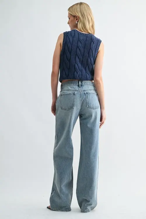 JEMINA DENIM Low Rise Baggy Wide Leg Jeans