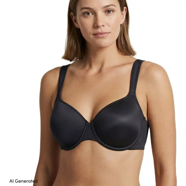 LANDS' END Full Coverage Bra True Solutions Light Weight Microfiber Basics - Black