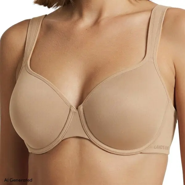 LANDS' END Full Coverage Bra True Solutions Light Weight Microfiber Basics - Clay Bisque