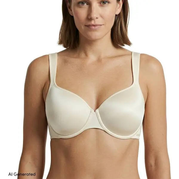 LANDS' END Full Coverage Bra True Solutions Light Weight Microfiber Basics - Ivory