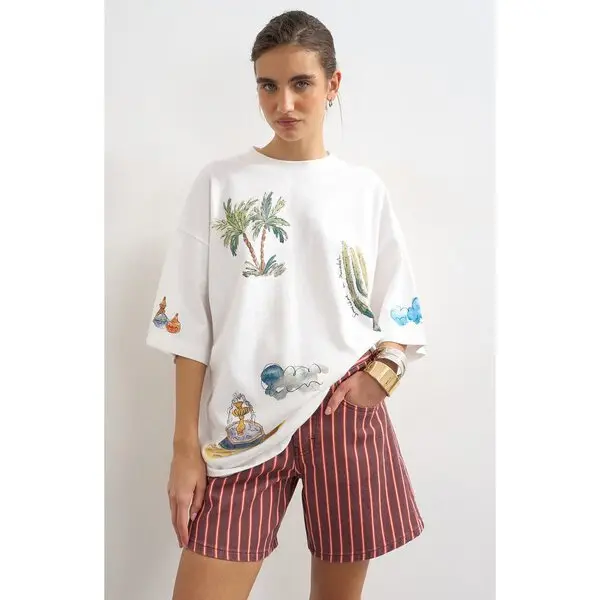Topshop Holiday Doodle Graphic T-shirt - White