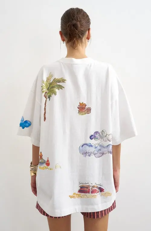 Topshop Oversized Cotton T-shirt With Tropical Graphics