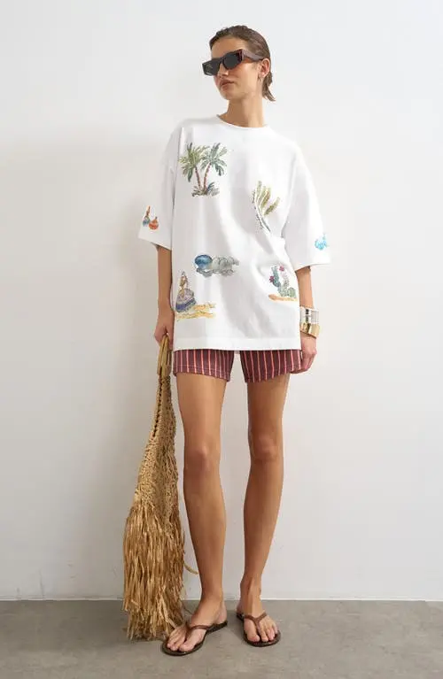 Topshop Oversized Cotton T-shirt With Tropical Graphics
