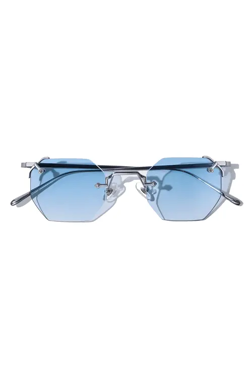COSSINO Mykono Rimless Octagon Sunglasses - Blue