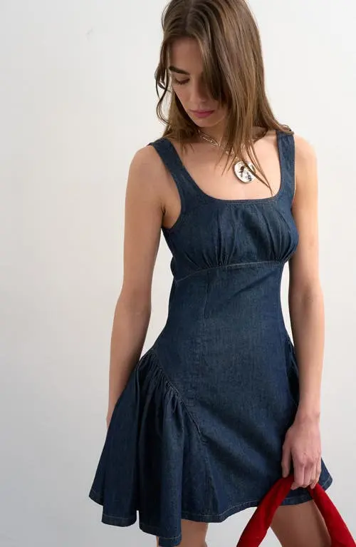 Topshop Peplum Hem Denim Minidress