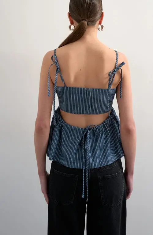 Topshop Pinstripe Denim Strappy Cami