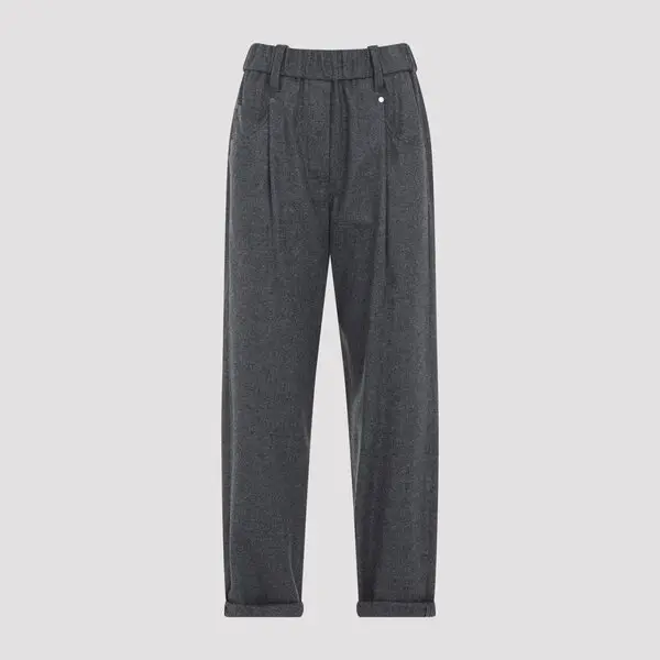 Brunello Cucinelli Pull-on Pants In Virgin Wool Cashmere Blend - Grey