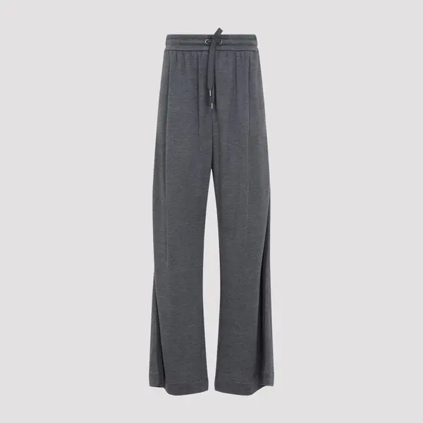 Brunello Cucinelli Cotton-silk Blend Wide-leg Trousers - Grey