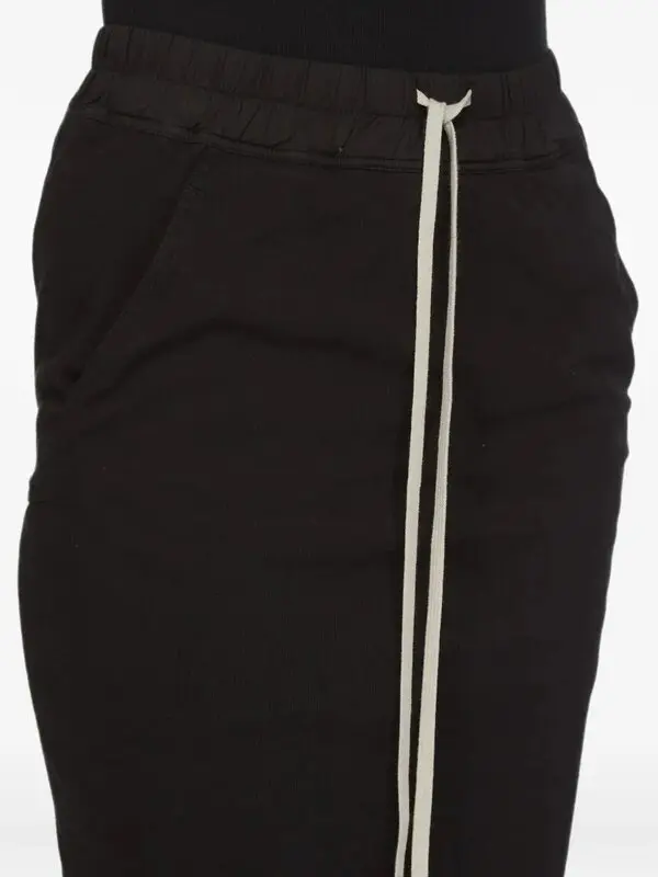 Rick Owens Cotton T-shirt Skirt With Drawstring Waist And Draped Slit - Nero
