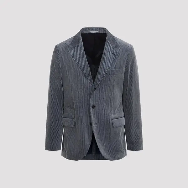 Brunello Cucinelli Cotton Suit-style Jacket Blazer - Blue