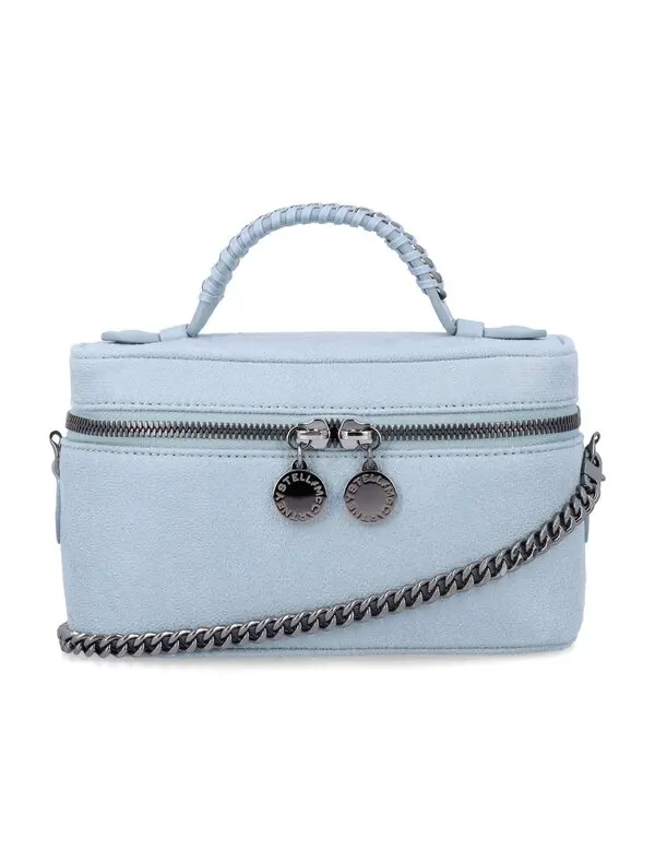Stella McCartney Falabella Mini Vanity Case In Matte Shaggy Deer Vegan Leather - Ice Blue