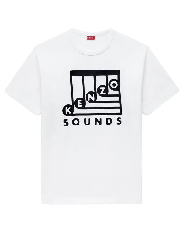 Kenzo Round Neck Embroidered Front Short-sleeve Cotton T-shirt - Bianco