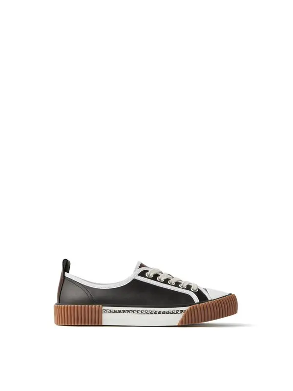Versace Embossed Low-top Leather Sneakers With Lace-up Closure