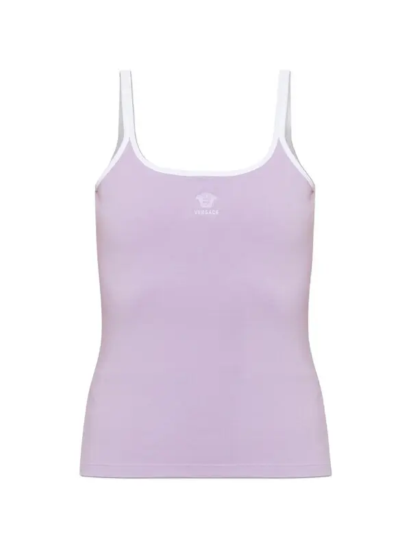 Versace Medusa Embroidered Logo Ribbed Trim Camisole - Lilla