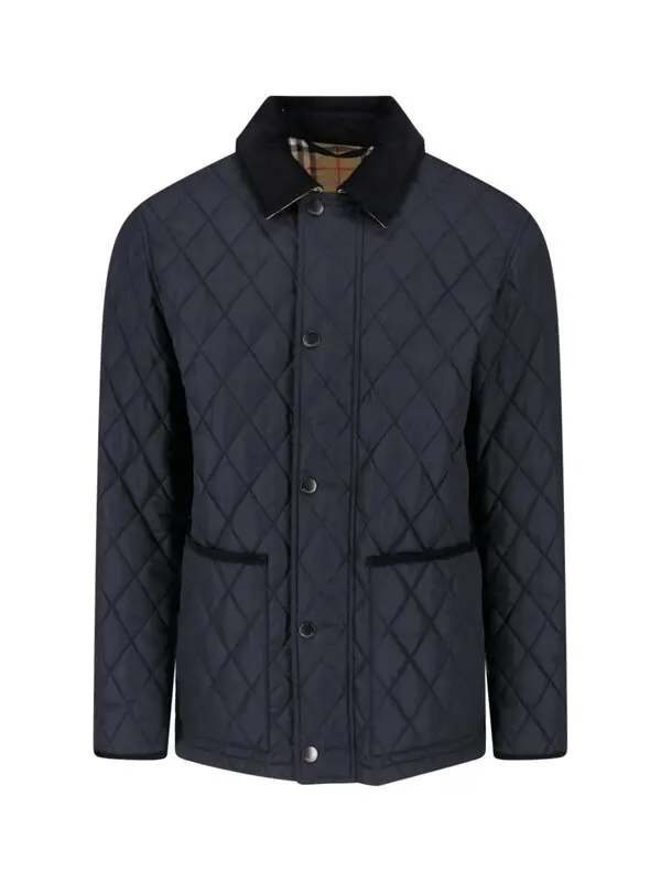 Burberry Quilted Jacket With Band Collar - Black