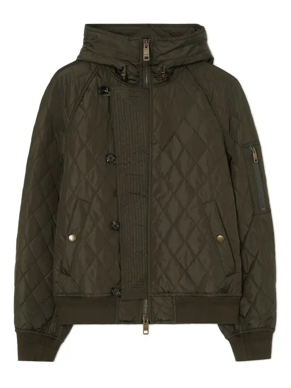 Burberry Quilted Hooded Bomber Jacket In Lightweight Nylon