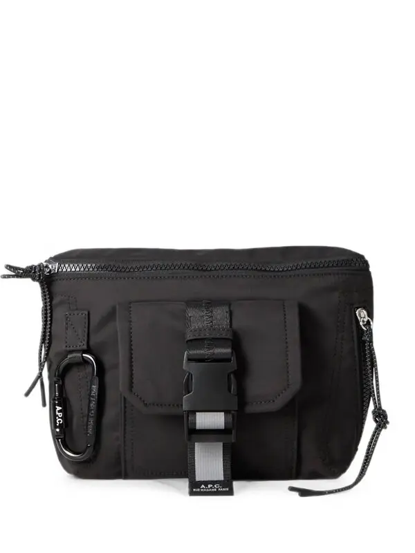 A.p.c. Mini Nylon Crossbody Bag With Climbing Rope Zip Pull - Nero