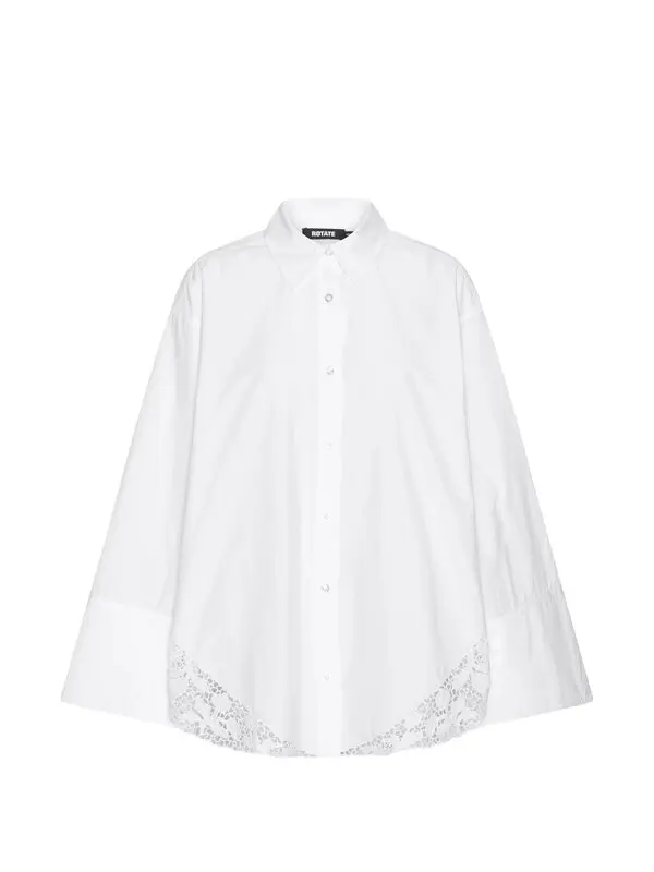 ROTATE BY BIRGER CHRISTENSEN Oversized Cotton Shirt With Scalloped Lace Detail - Bianco