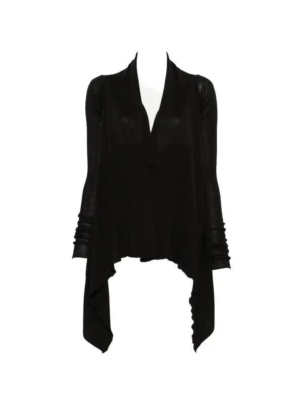 Rick Owens Virgin Wool Cardigan With Long Sleeves And Loose Fit - Nero