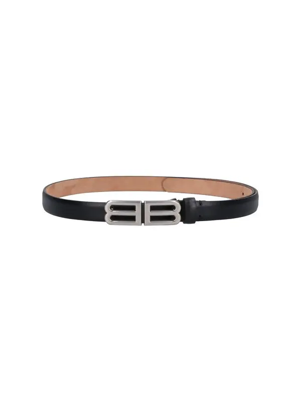 Balenciaga Calf Leather Belt With Brass Hardware - Black