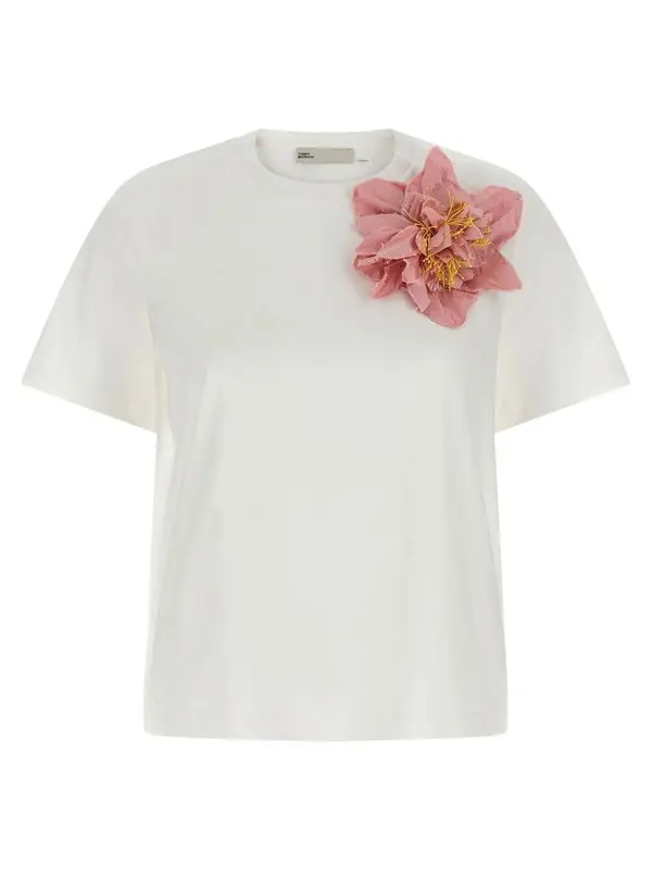 Tory Burch Cotton T-shirt With Removable Appliqu - White