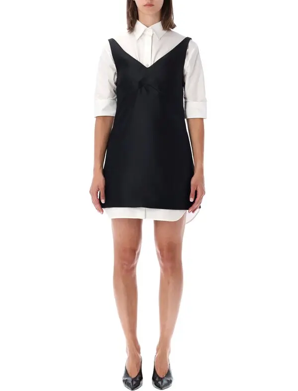 Balenciaga Wool-silk V-neck Dress - Nero