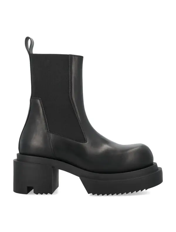 Rick Owens Bogun Beatle Leather Chelsea Boots With Mega Creeper Sole - Nero