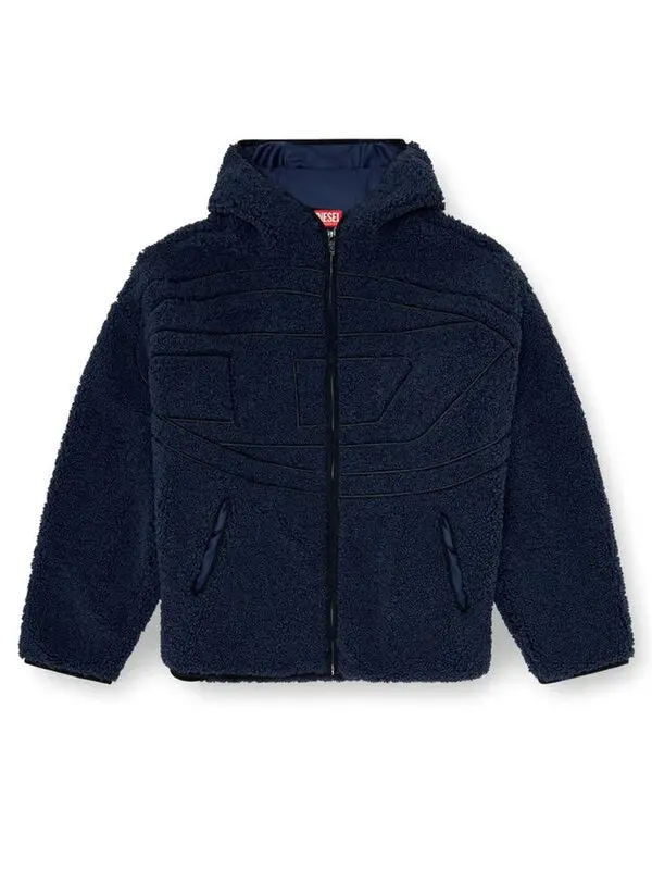 DIESEL® Hooded Loose-fit Zip-up Jacket With D-rope Embroidery