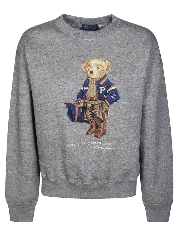 Polo Ralph Lauren Crewneck Sweatshirt With Polo Bear Graphic - Grigio