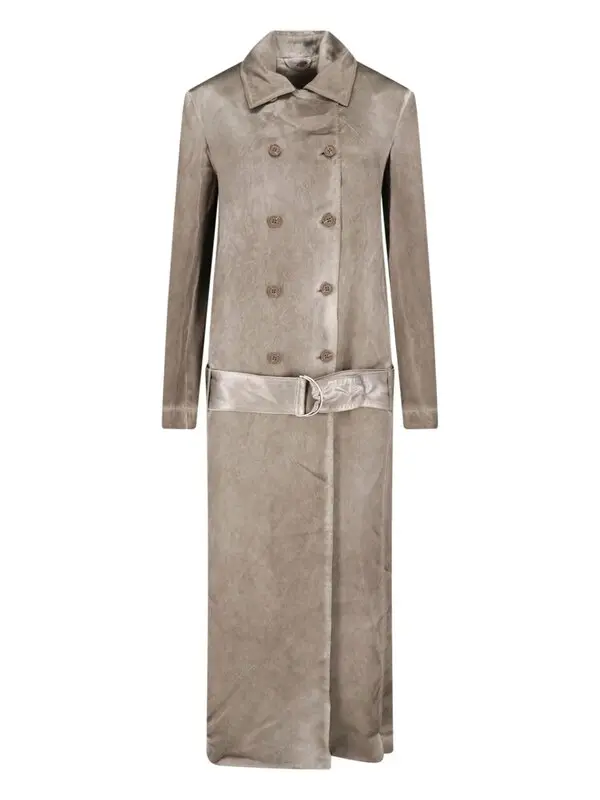DIESEL® Double-breasted Belted Leather Coat