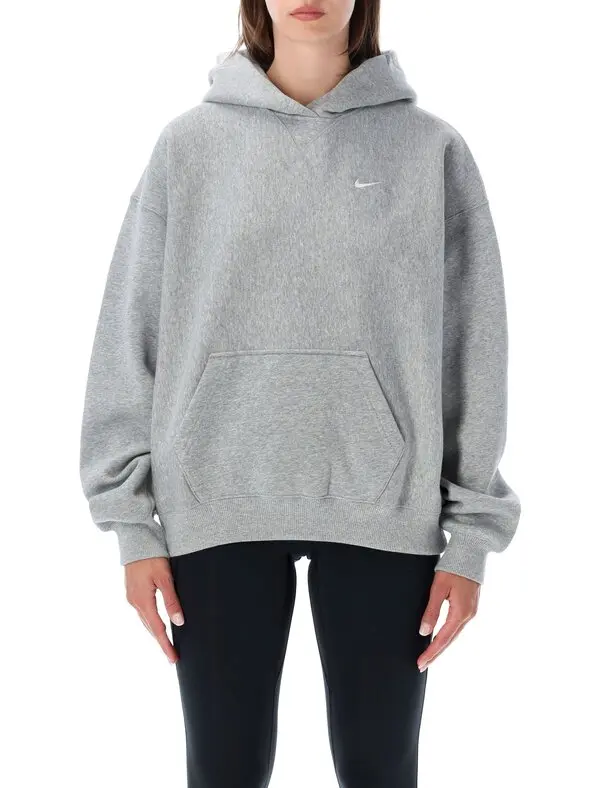 Nike High-waisted Fleece Jogger Pants With Embroidered Logo - Grigio