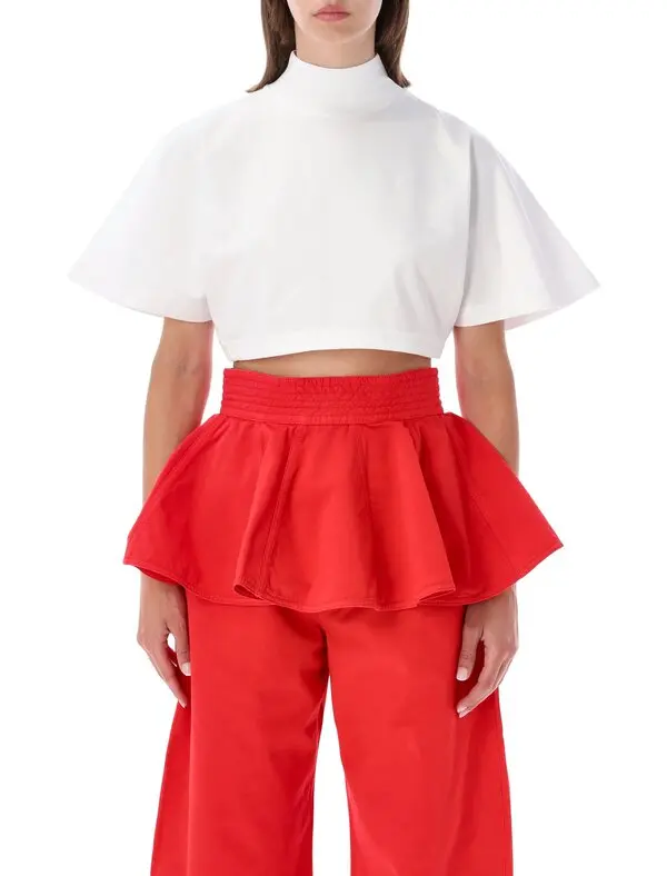 Alaïa Cropped Mock Neck Boxy Top - Bianco