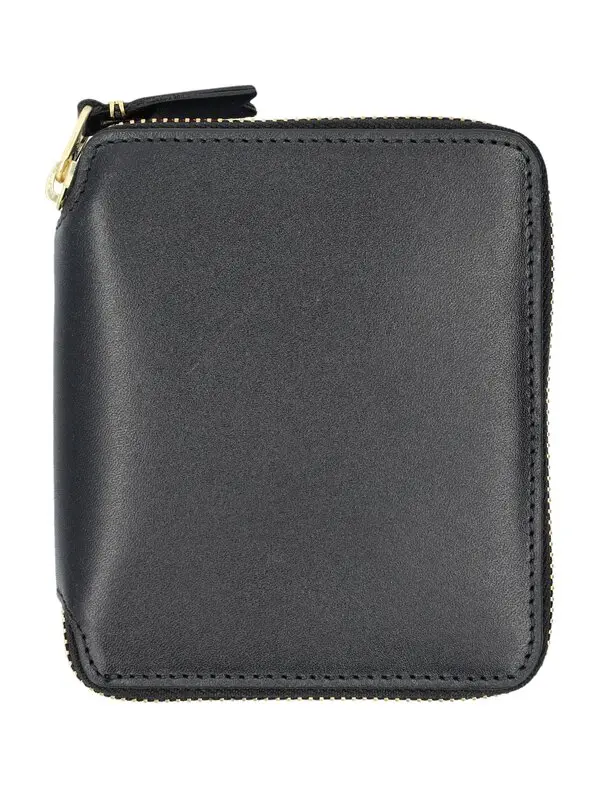 Comme Des Garçons Mini Zip-around Leather Wallet With Gold-tone Hardware - Nero