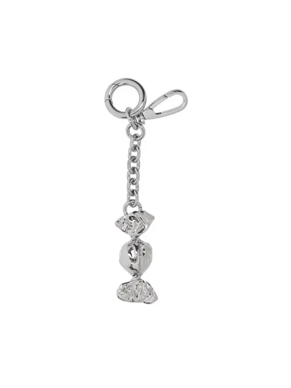 MAISON MARGIELA Ovine Leather Keychain With Decorative Charm - Silver