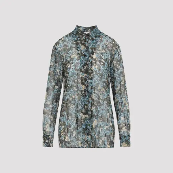 Dries Van Noten Floral Print Sheer Shirt - Blue