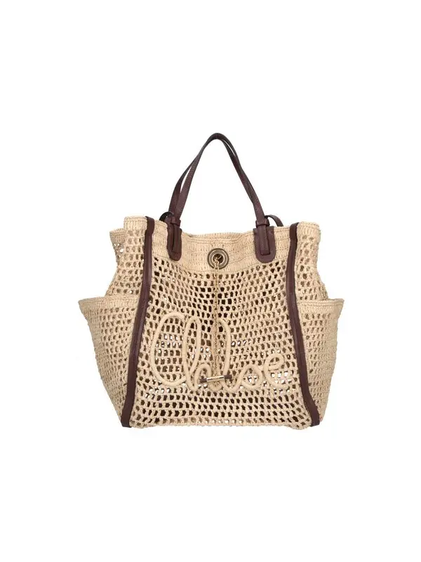 Chloé Raffia And Buffalo Leather Bag - Beige