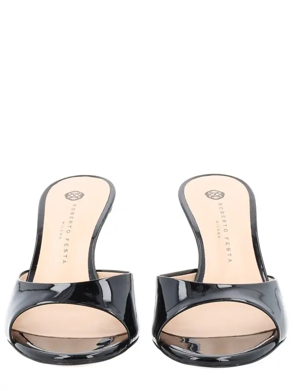Roberto Festa Patent Leather Round Toe High Heel Sandals